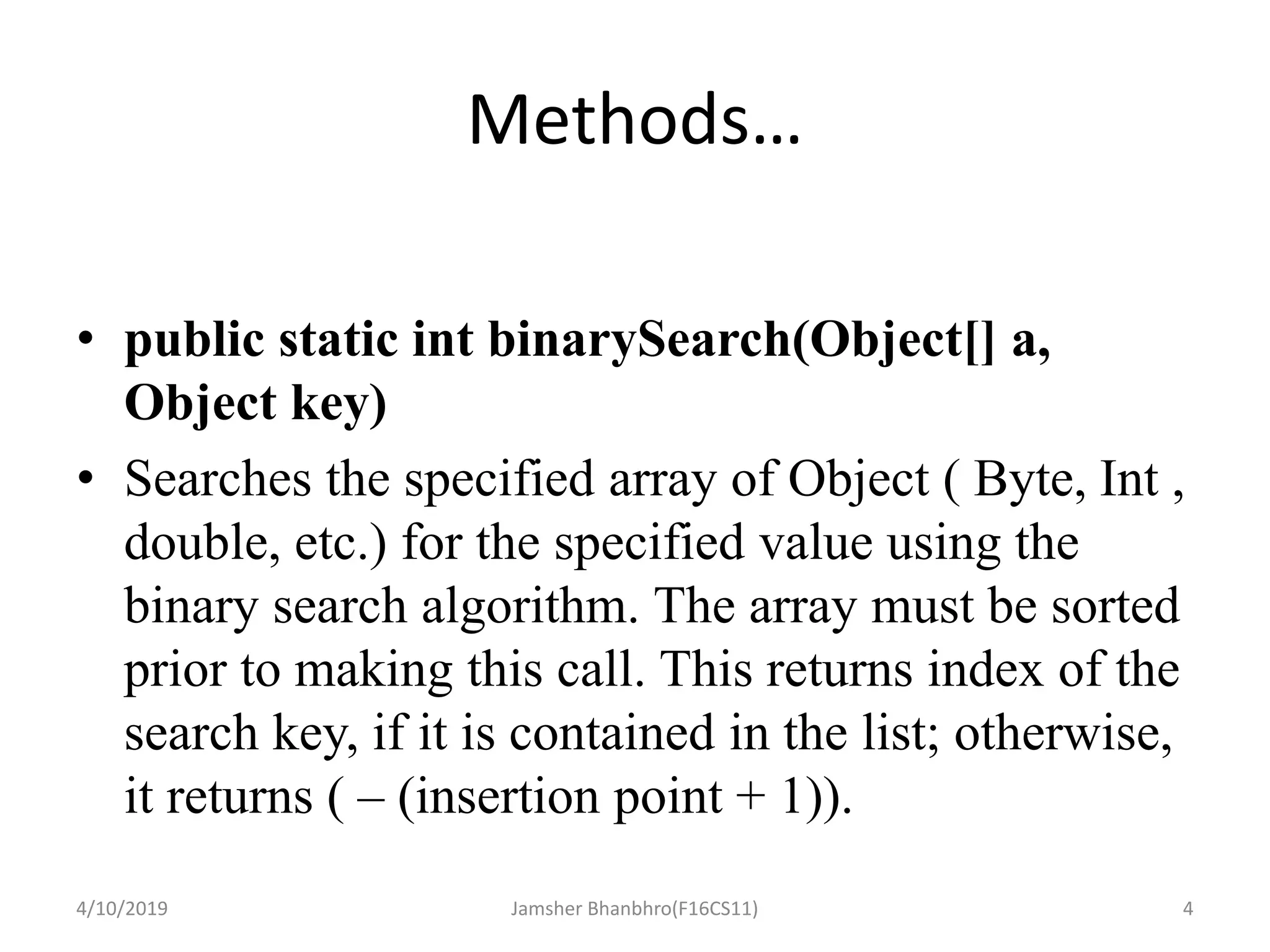 Java Arrays and DateTime Functions | PPT