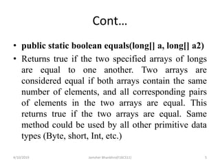 Java Arrays and DateTime Functions | PPTX | Programming Languages | Computing