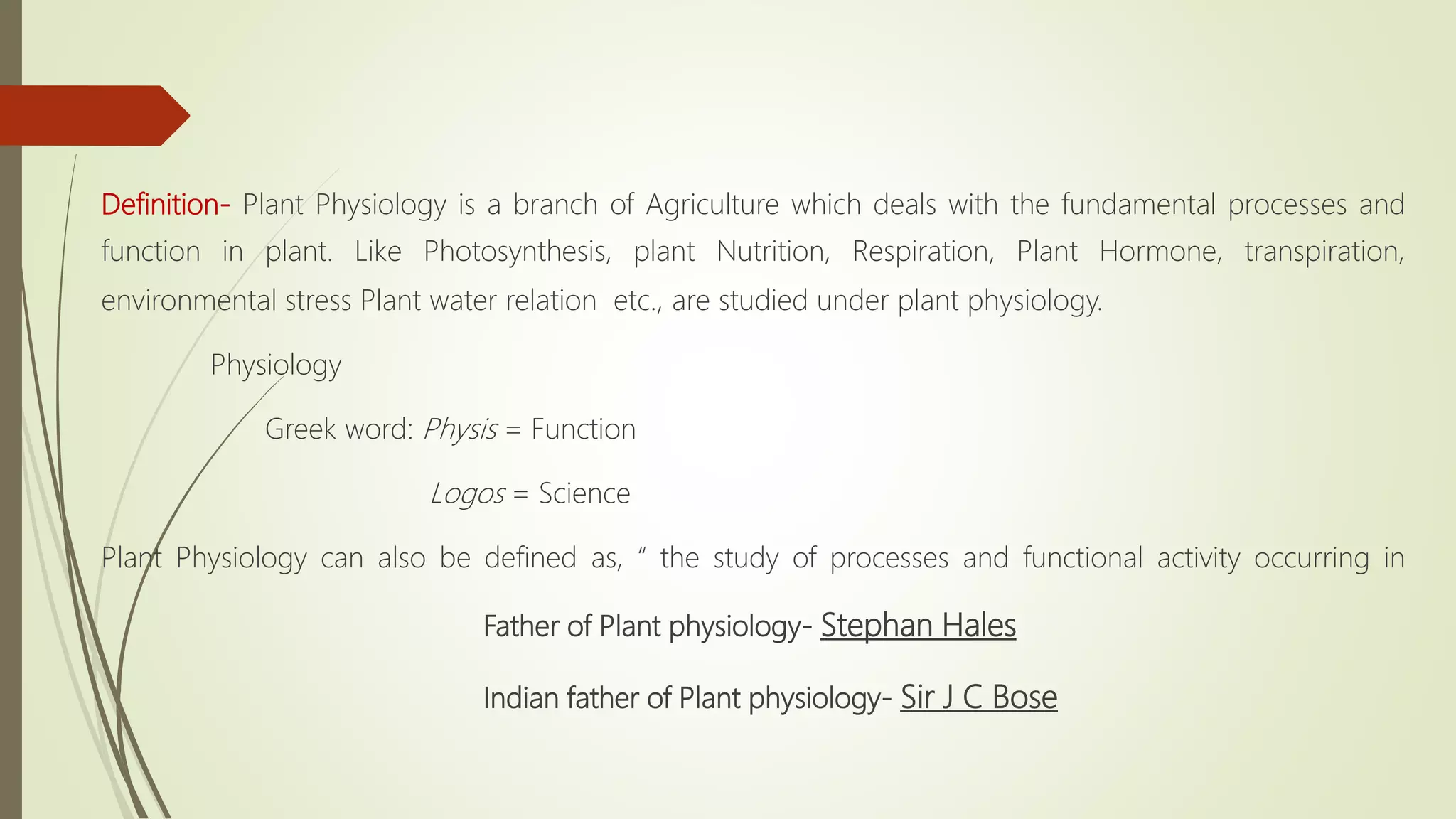 Introduction and scope of Plant Physiology | PPTX