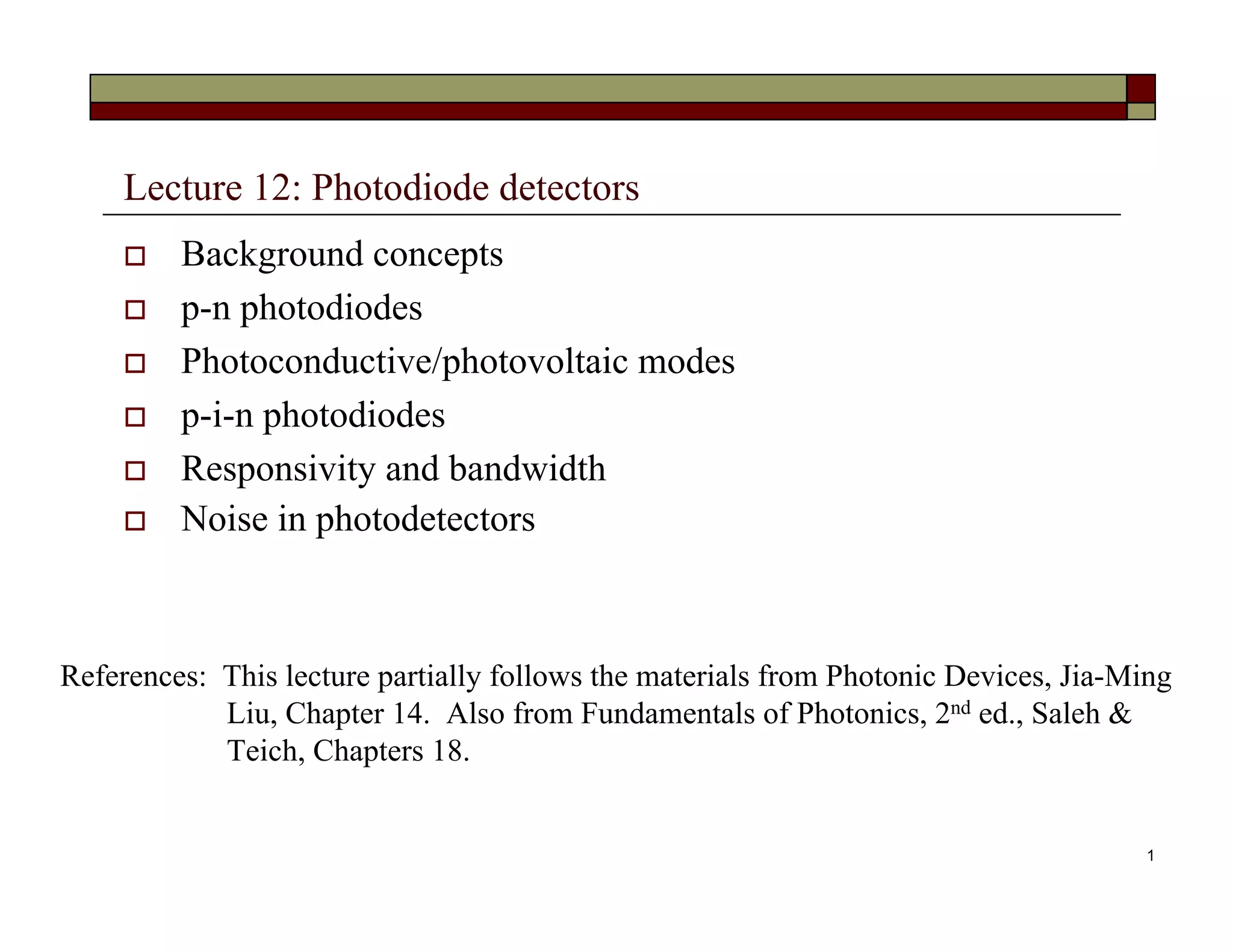Lect12 photodiode detectors | PDF