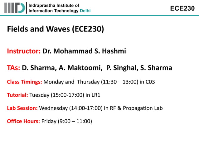 Electromagnetics lecture 1 by dr mohammad s. Hashmi | PPT