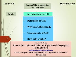 Lect 1 & 2 introduction to gis & rs | PPT