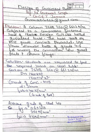 lect 14 Design of Gusset plate by Er Gurmeet Singh GCET JAMMU | PDF