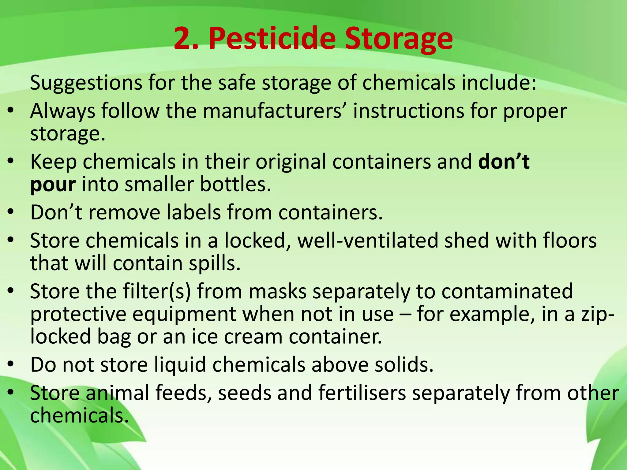 Lect 18 (handling storage and precautions) | PPTX