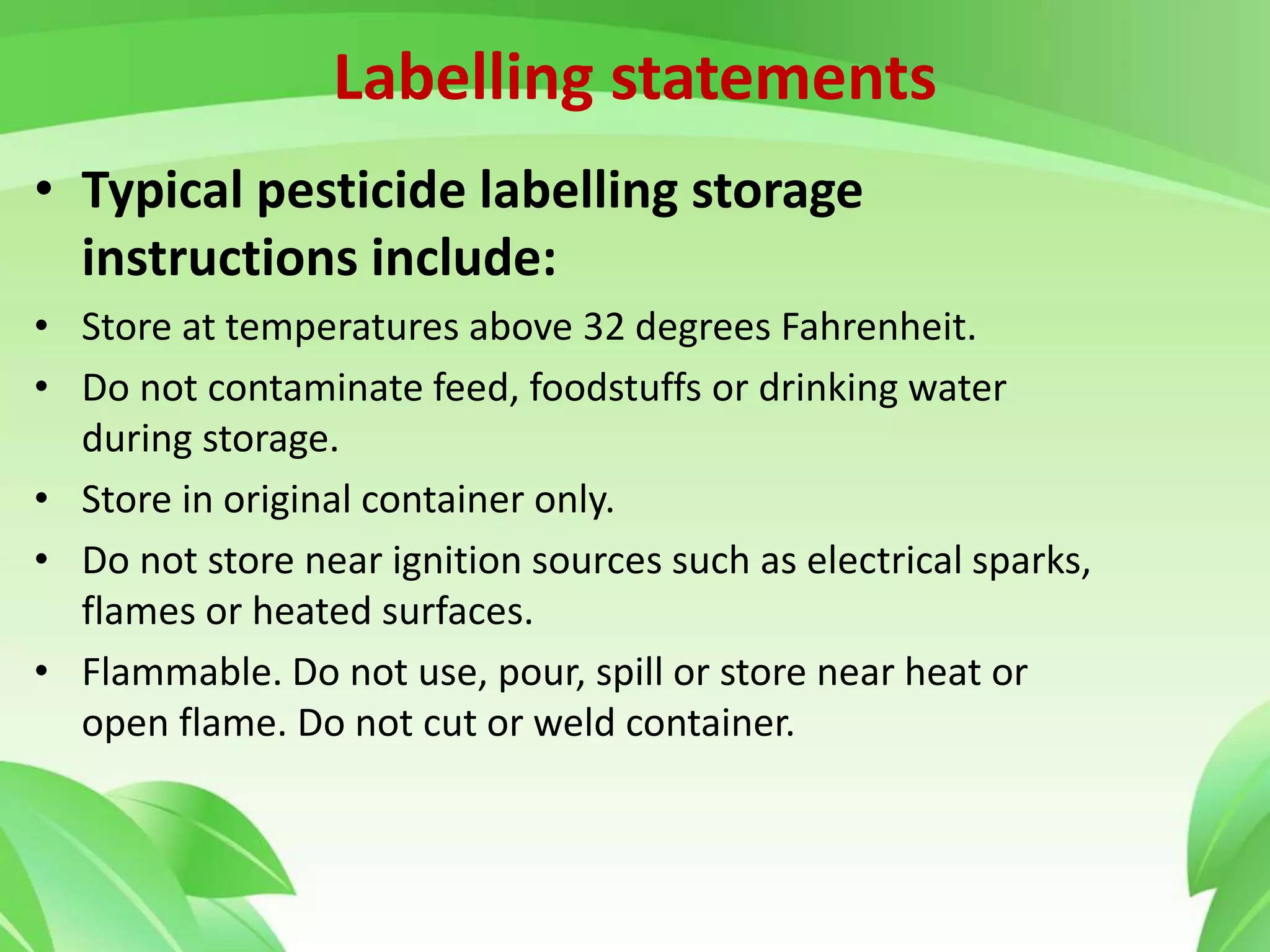 Lect 18 (handling storage and precautions) | PPTX