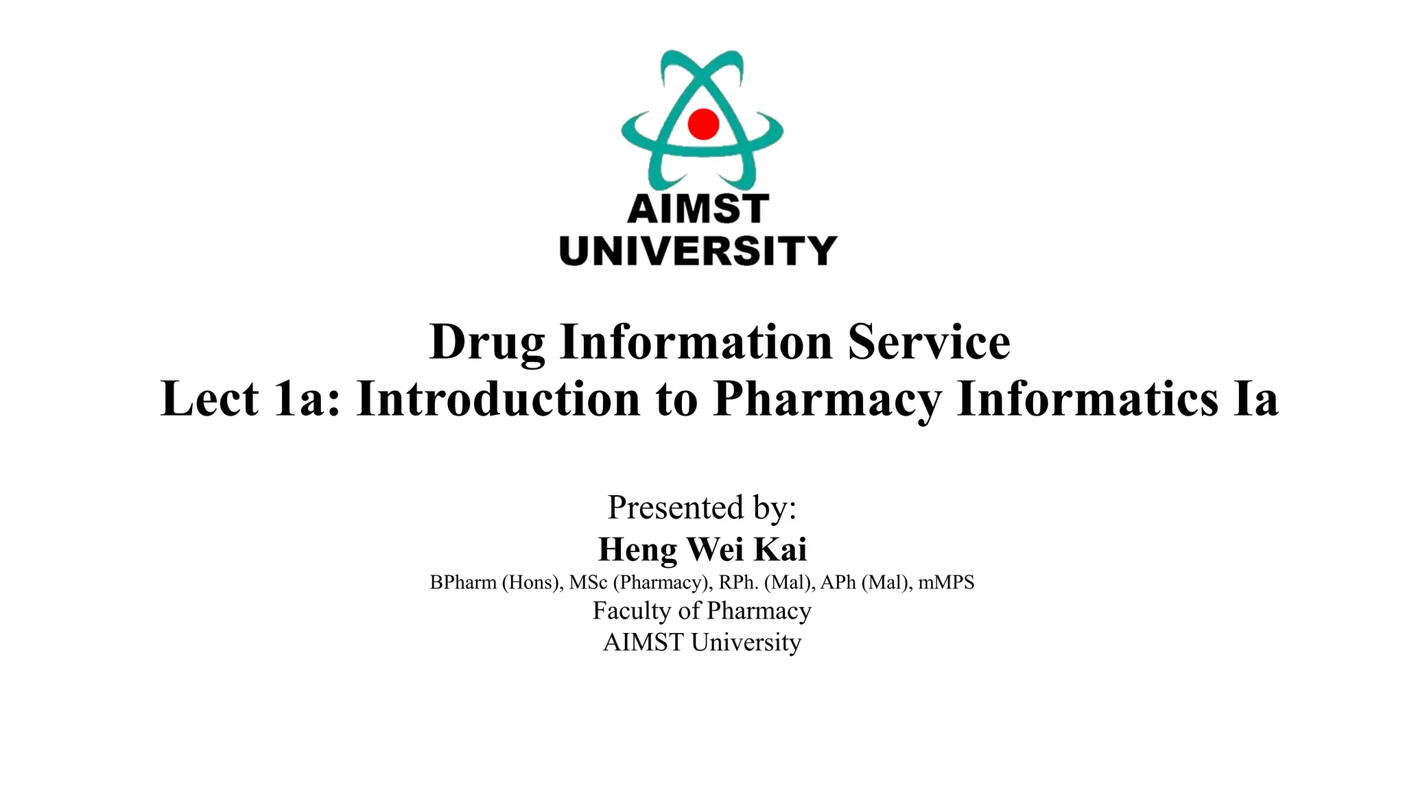 Lect 1a - Introduction to Pharmacy Informatics 1a.pdf | Databases | Computer Software and ...