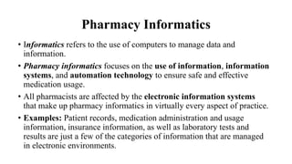 Lect 1a - Introduction to Pharmacy Informatics 1a.pdf | Databases ...