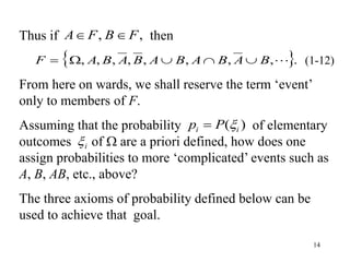 Basics of Probability Theory ; set definitions about the concepts | PPT