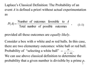 Basics of Probability Theory ; set definitions about the concepts | PPT