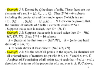 Basics of Probability Theory ; set definitions about the concepts | PPT