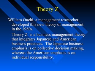 Theories of managment - managment | PPT