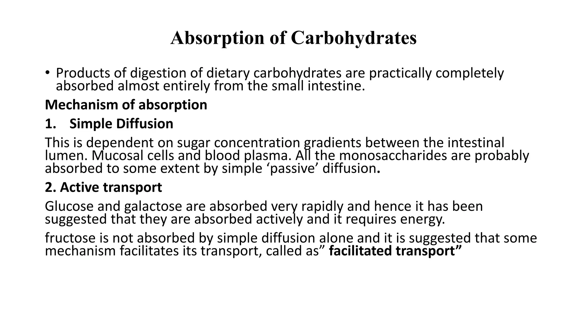 Digestion and absorption of Carbohydrates | PDF