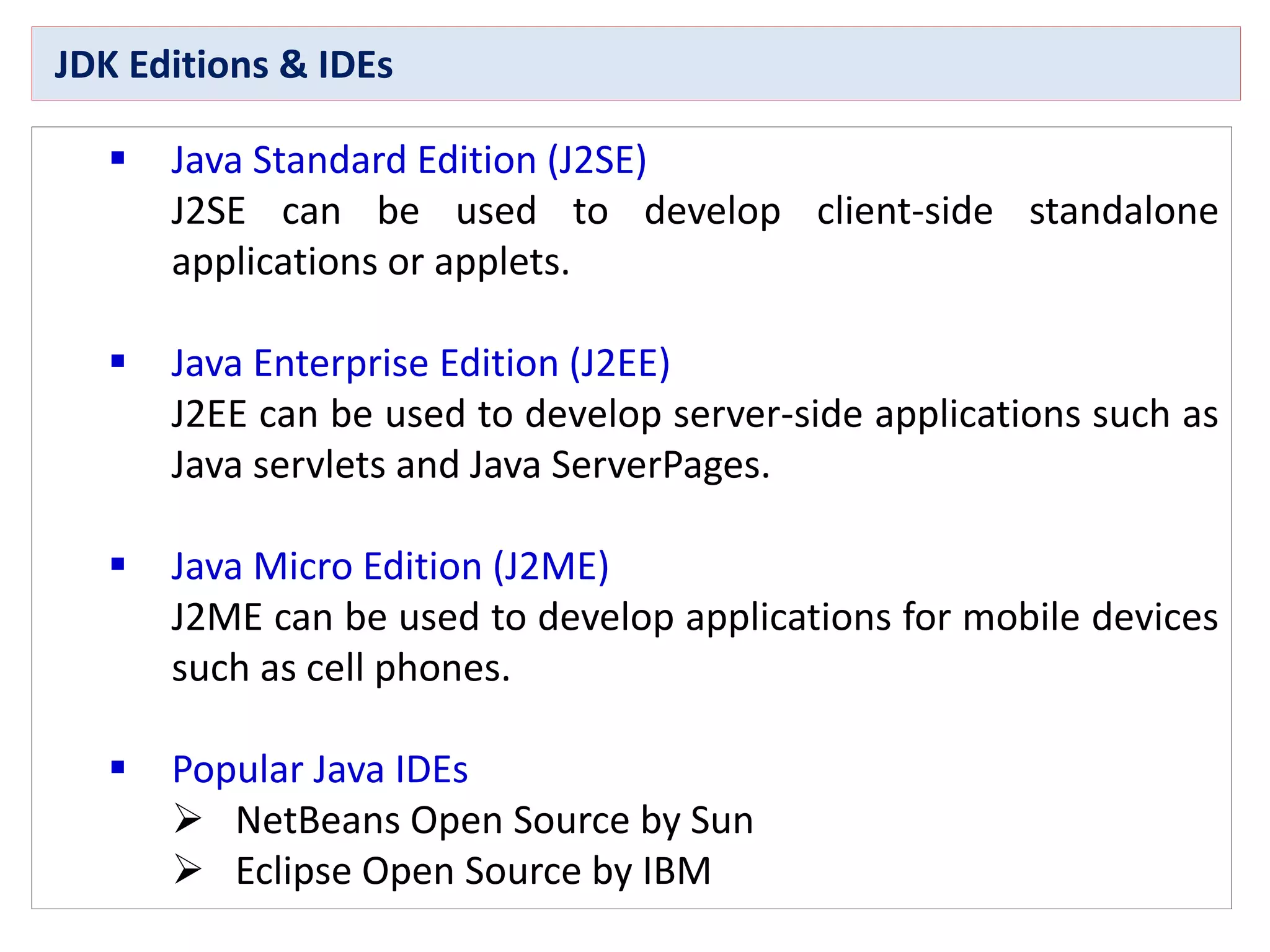 java:characteristics, classpath, compliation | PPTX