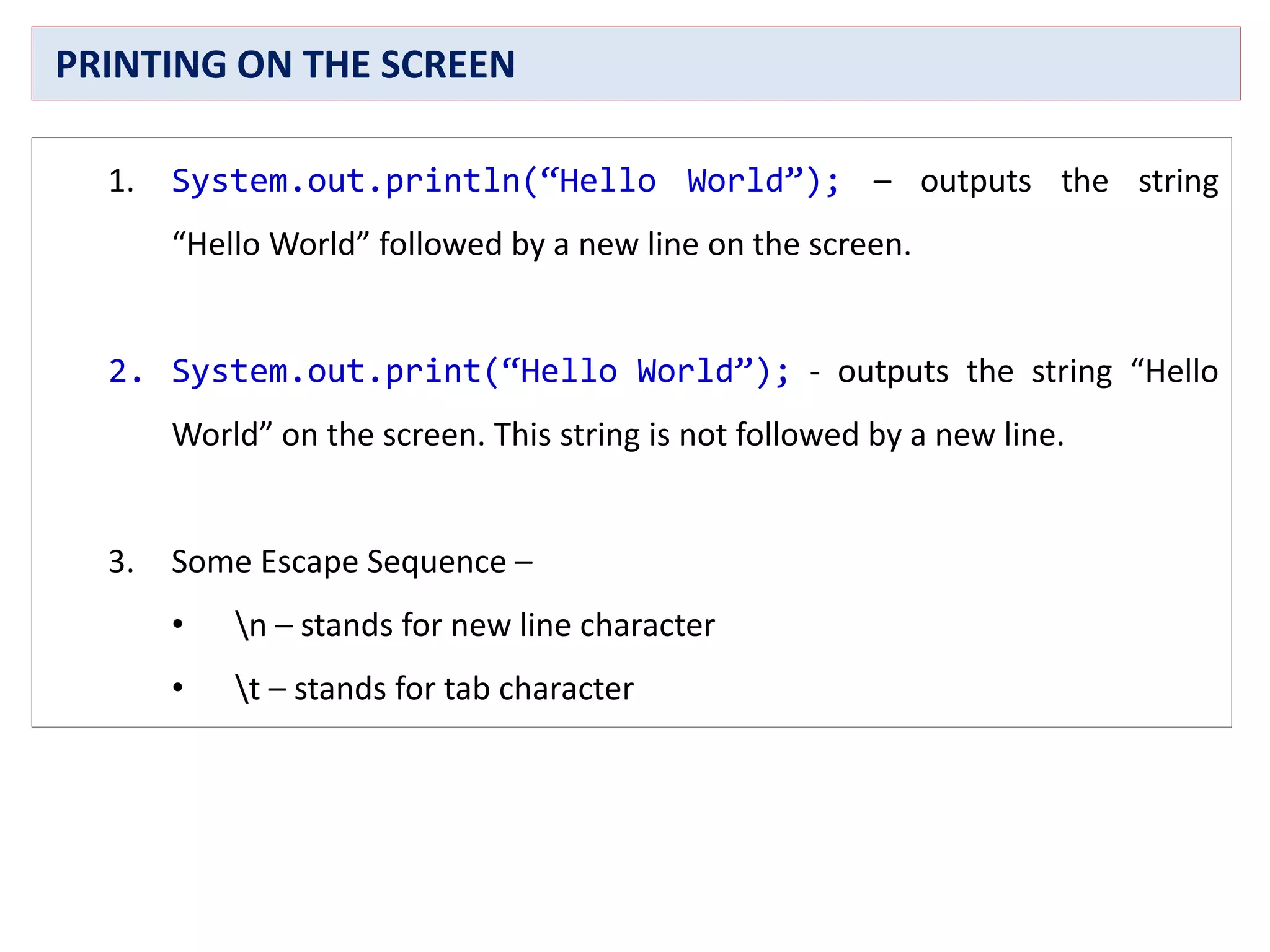 java:characteristics, classpath, compliation | PPTX