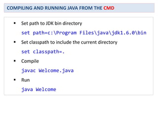 java:characteristics, classpath, compliation | PPTX