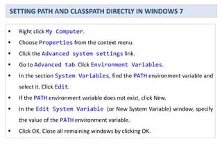 java:characteristics, classpath, compliation | PPTX