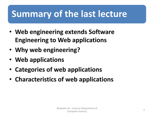 Lecture-2: Web development application development process model | PDF | Web Development | Internet