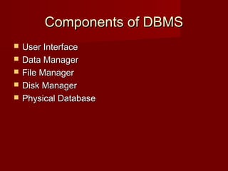 Lect 21 components_of_database_management_system | PPT