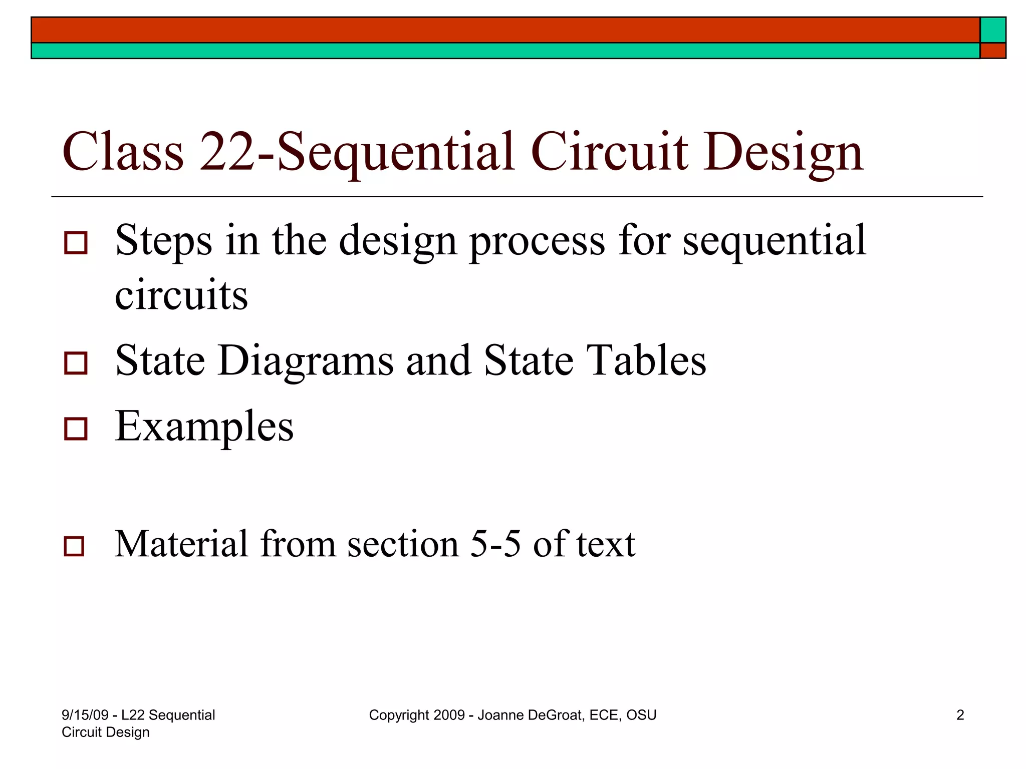 Lect 22 Sequential Circuit Designppt Programming Languages Computing
