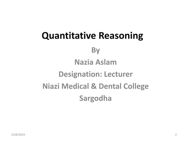 lect 22 quantitative reasoning.pptx . | PPTX | Physics | Science