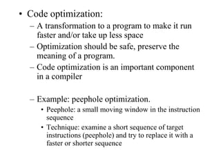lect23_optimization.ppt | Programming Languages | Computing