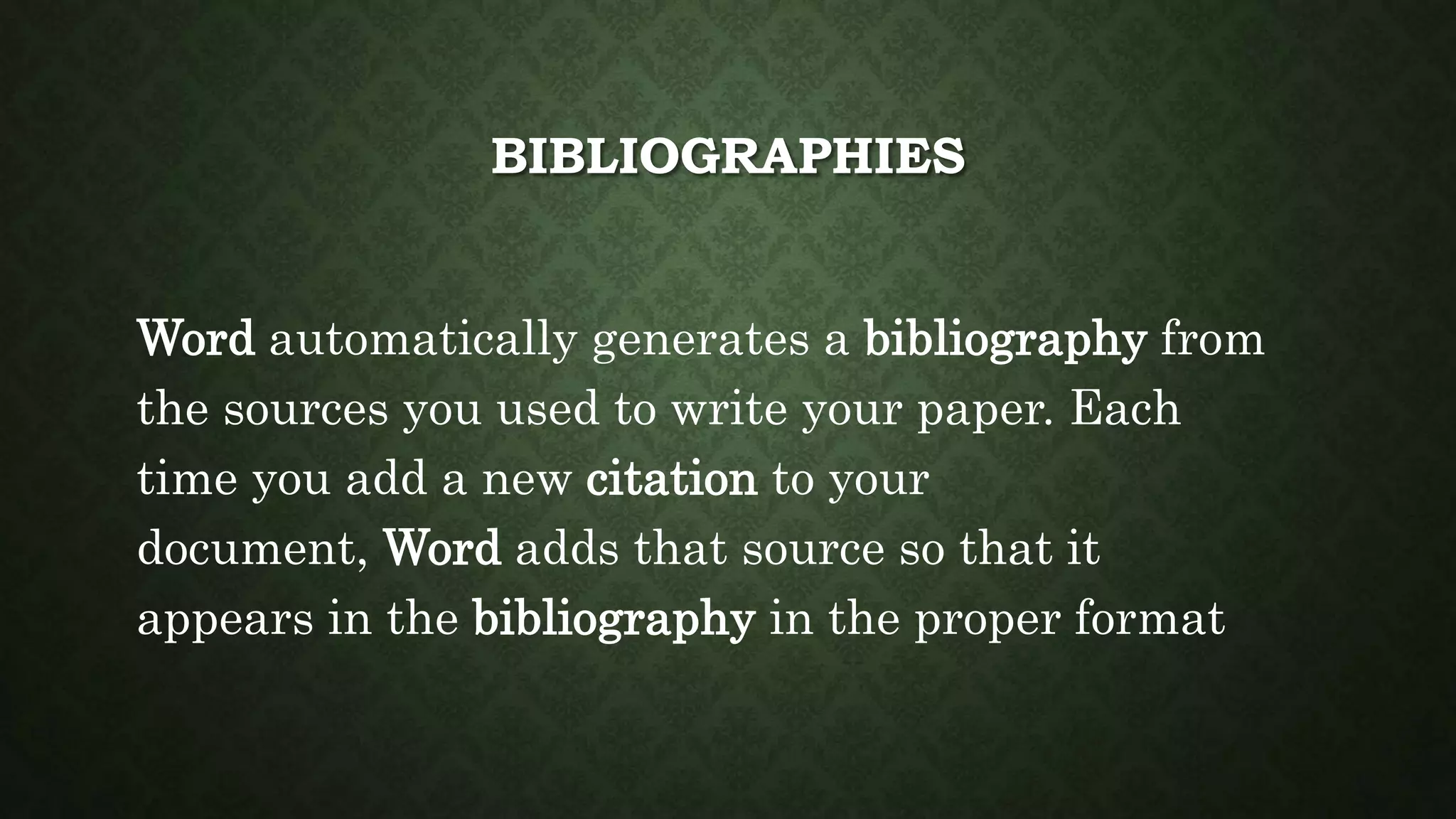 bibliography and citation in ms word | PPTX