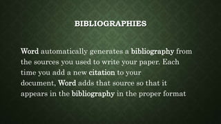 bibliography and citation in ms word | PPTX