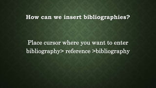 bibliography and citation in ms word | PPT