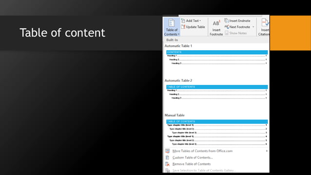 Table of content | PPTX | Technology & Computing