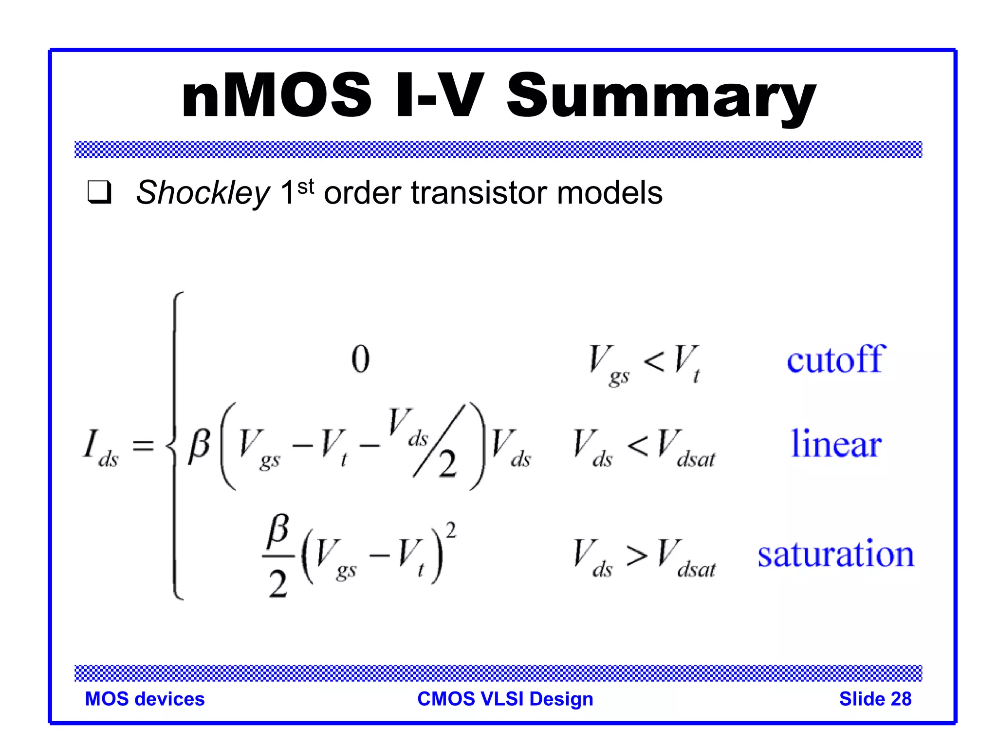 Lect 2 CMOS Transistor Theory.pptx | Physics | Science