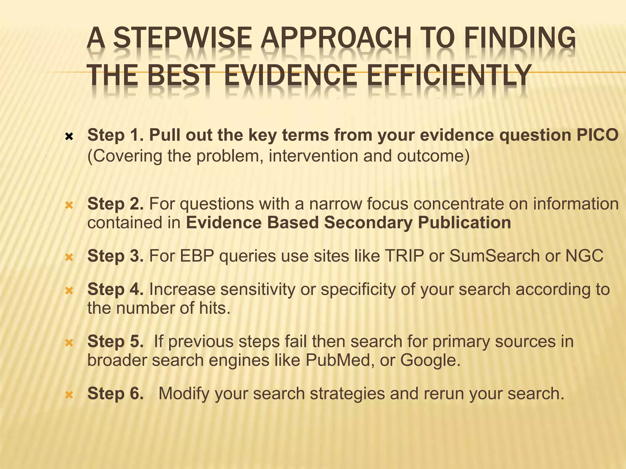 Evidence Based Medicine Master degree Course (Lecture 2): Searching ...