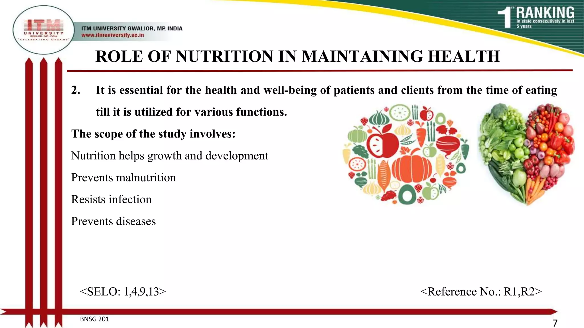 Role of nutrition in mantaning health and nutritional problems in India ...
