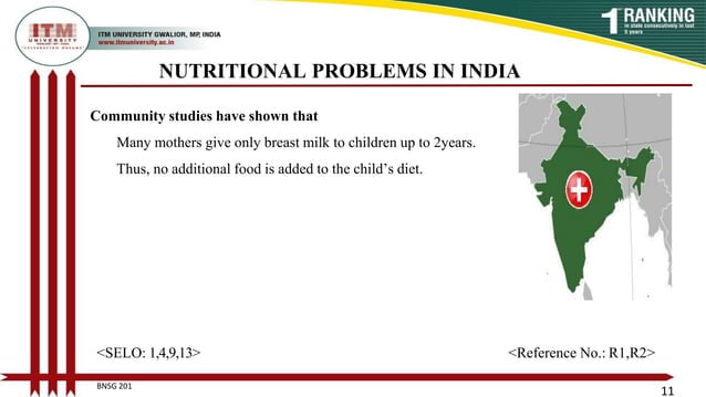 Role of nutrition in mantaning health and nutritional problems in India ...