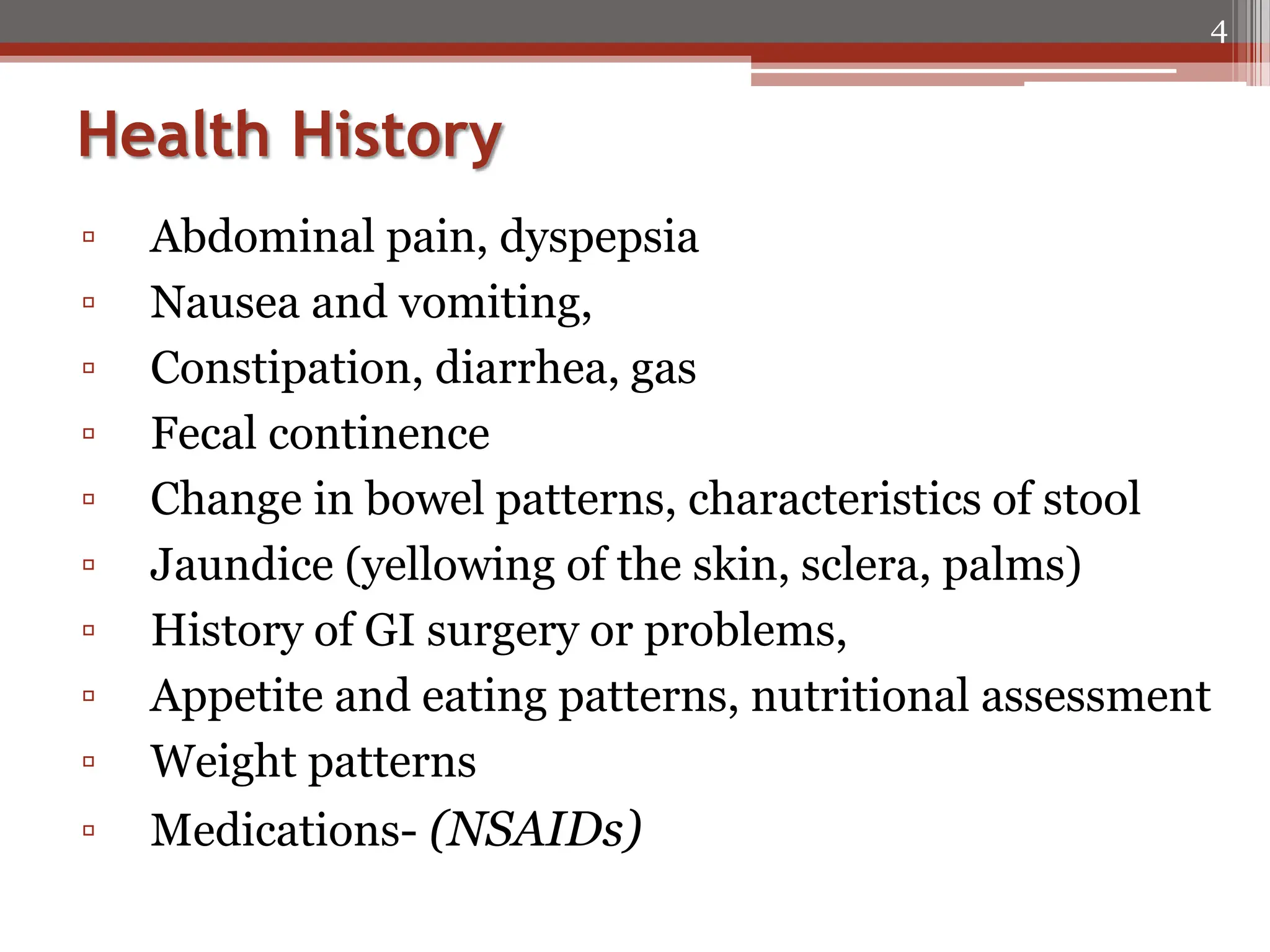 Lect 2 Unit I GI Assessment.ppt of adult health nursing | PPT