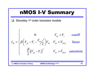 Lecture on Introduction to VLSI cmos transistor theory | PPT