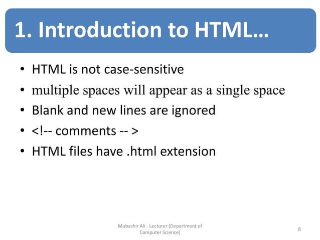 Lecture 3 Introduction To Html Basic Structure And Block Building Ppt 7555