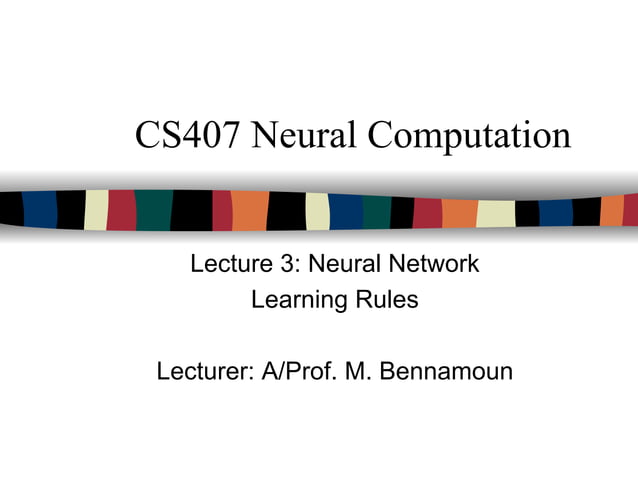 Artificial Neural Networks Lect3: Neural Network Learning rules | PDF | Web Development | Internet