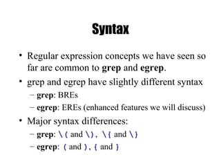 Regular Expressions grep and egrep | PPT