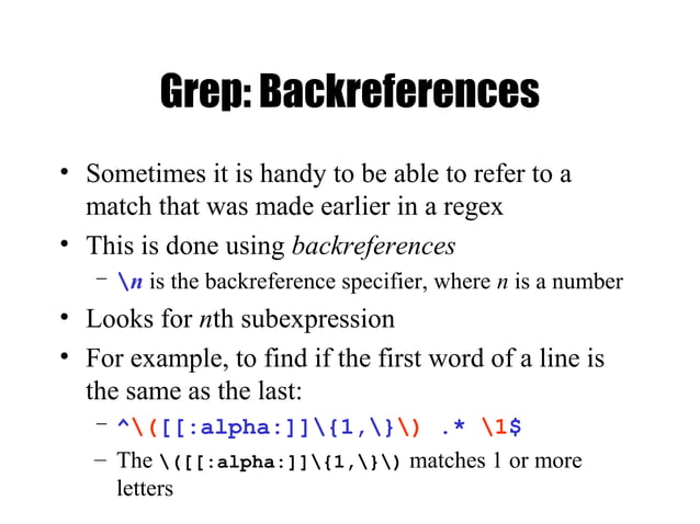 Regular Expressions grep and egrep | PPT
