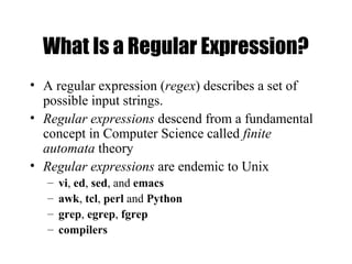 Regular Expressions grep and egrep | PPT