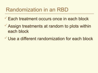 Methods and analysis in Randomized complete block design | PPT
