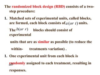 Methods and analysis in Randomized complete block design | PPT