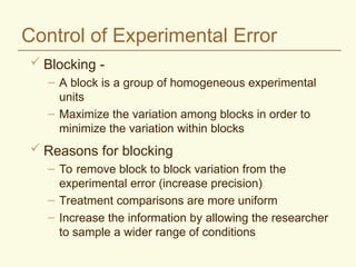 Methods and analysis in Randomized complete block design | PPT