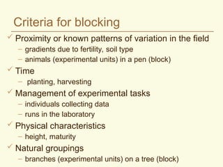 Methods and analysis in Randomized complete block design | PPT