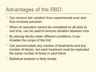 Methods and analysis in Randomized complete block design | PPT