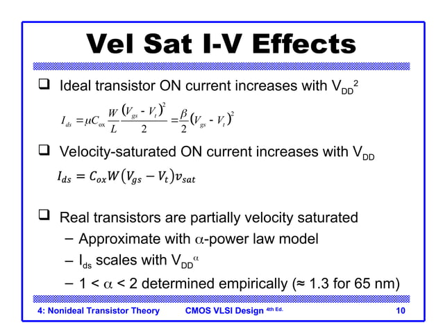Non Ideal Transistor Theory- Mosfet second order effects | PPT