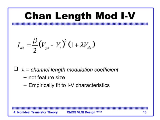 Non Ideal Transistor Theory- Mosfet second order effects | PPT
