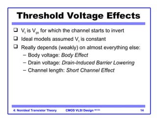 Non Ideal Transistor Theory- Mosfet second order effects | PPT