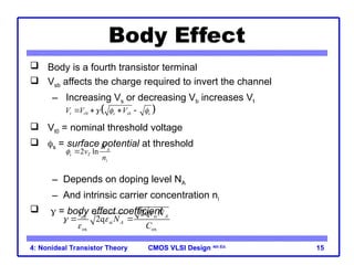 Non Ideal Transistor Theory- Mosfet second order effects | PPT