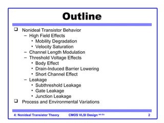 Non Ideal Transistor Theory- Mosfet second order effects | PPT
